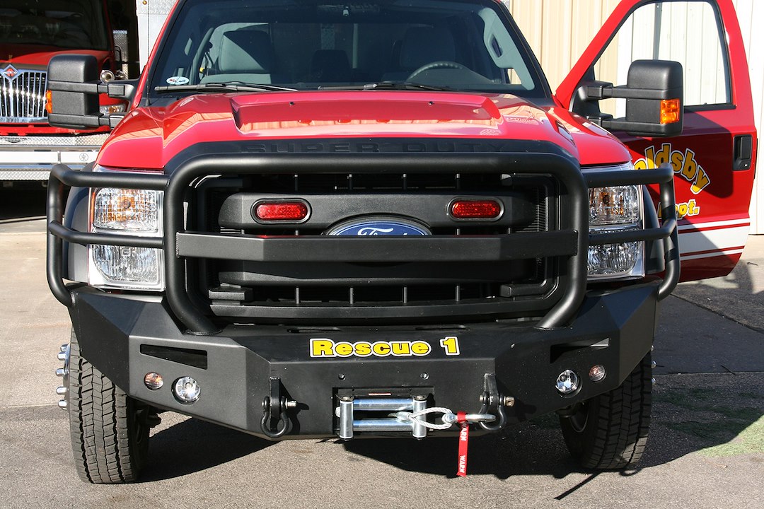 2011-2016 Ford Super Duty F450 - F550 Winch Bumper w/ Full Grill Guard ...
